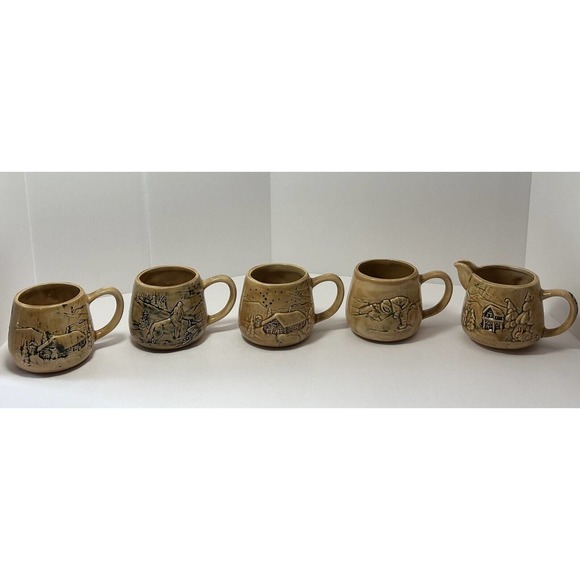 Handmade | Dining | Alaska Handmade Signed Pottery Mugs Creamer Dish ...